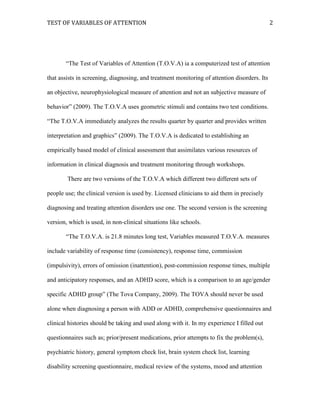 Test Of Variables Of Attention | DOCX | Brain and Nervous System ...