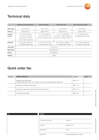 Testo mini thermometer datasheet | PDF