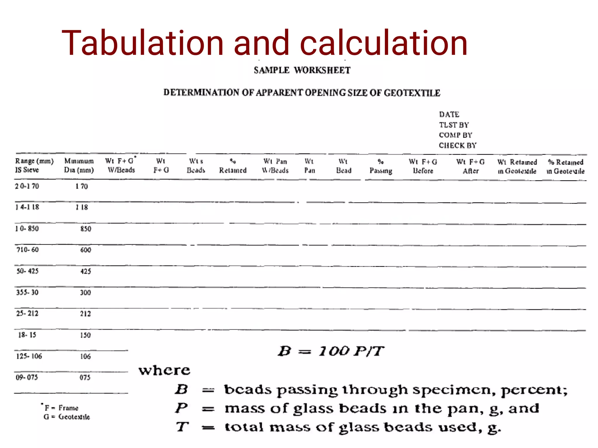Test on geotextile apparent opening size and porosity | PDF