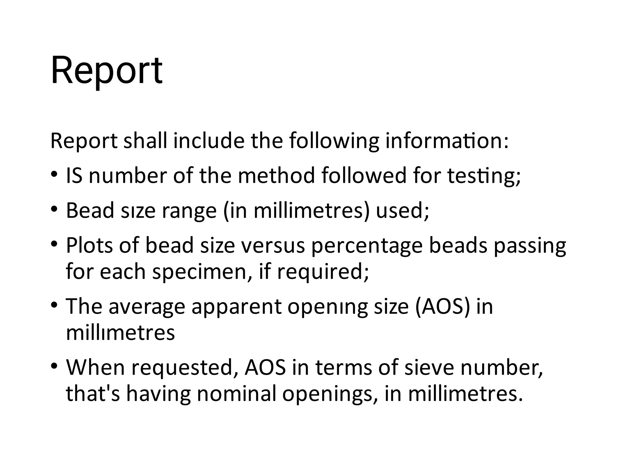 Test on geotextile apparent opening size and porosity | PDF