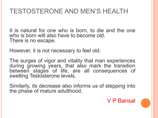 Testosterone and men's health | PPT