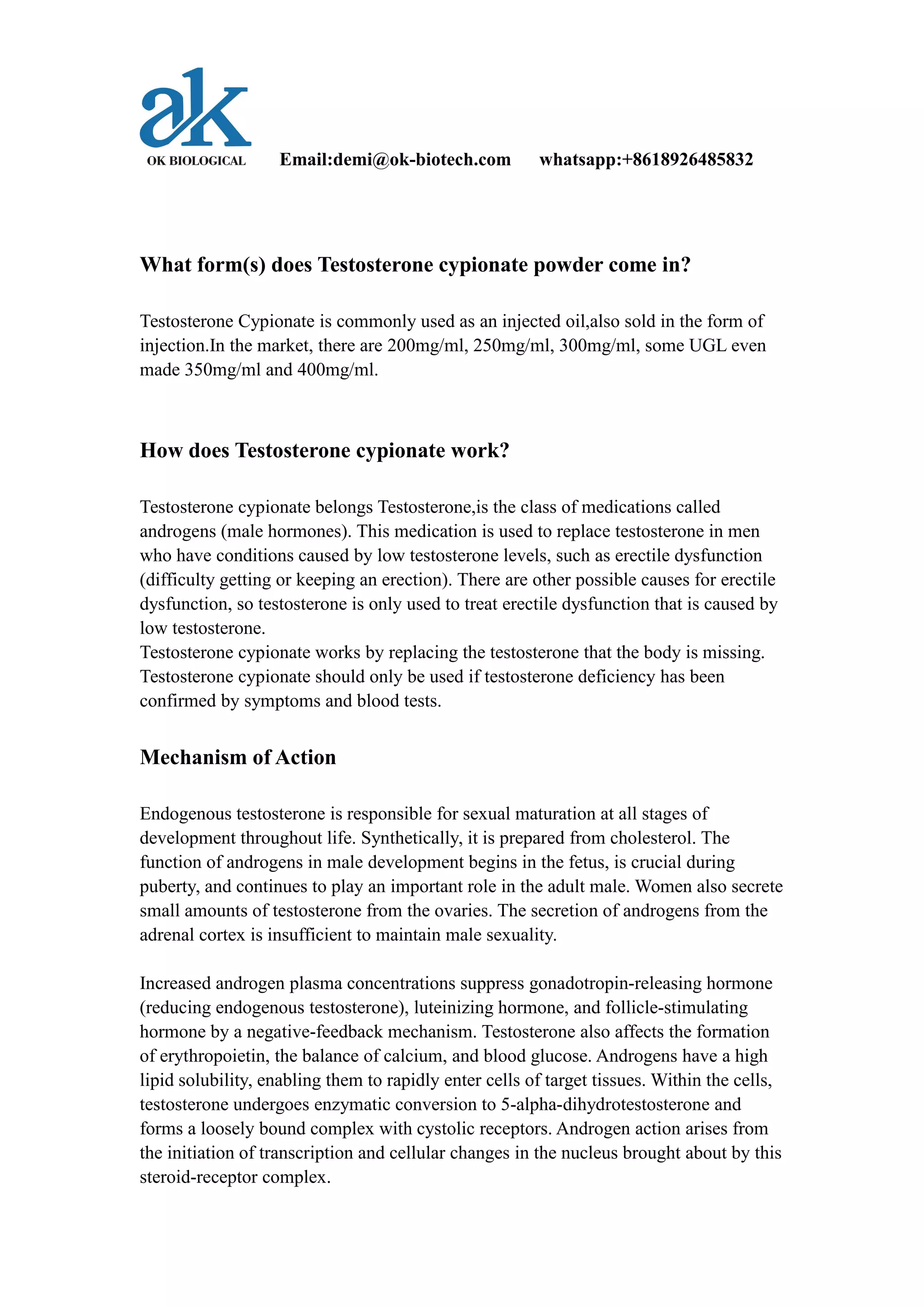 Testosterone cypionate powder | PDF