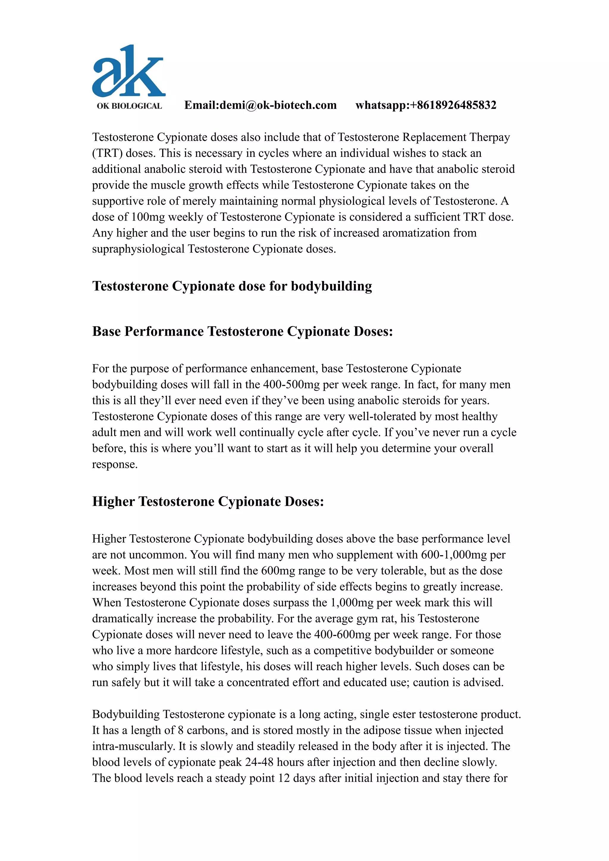 Testosterone cypionate powder | PDF