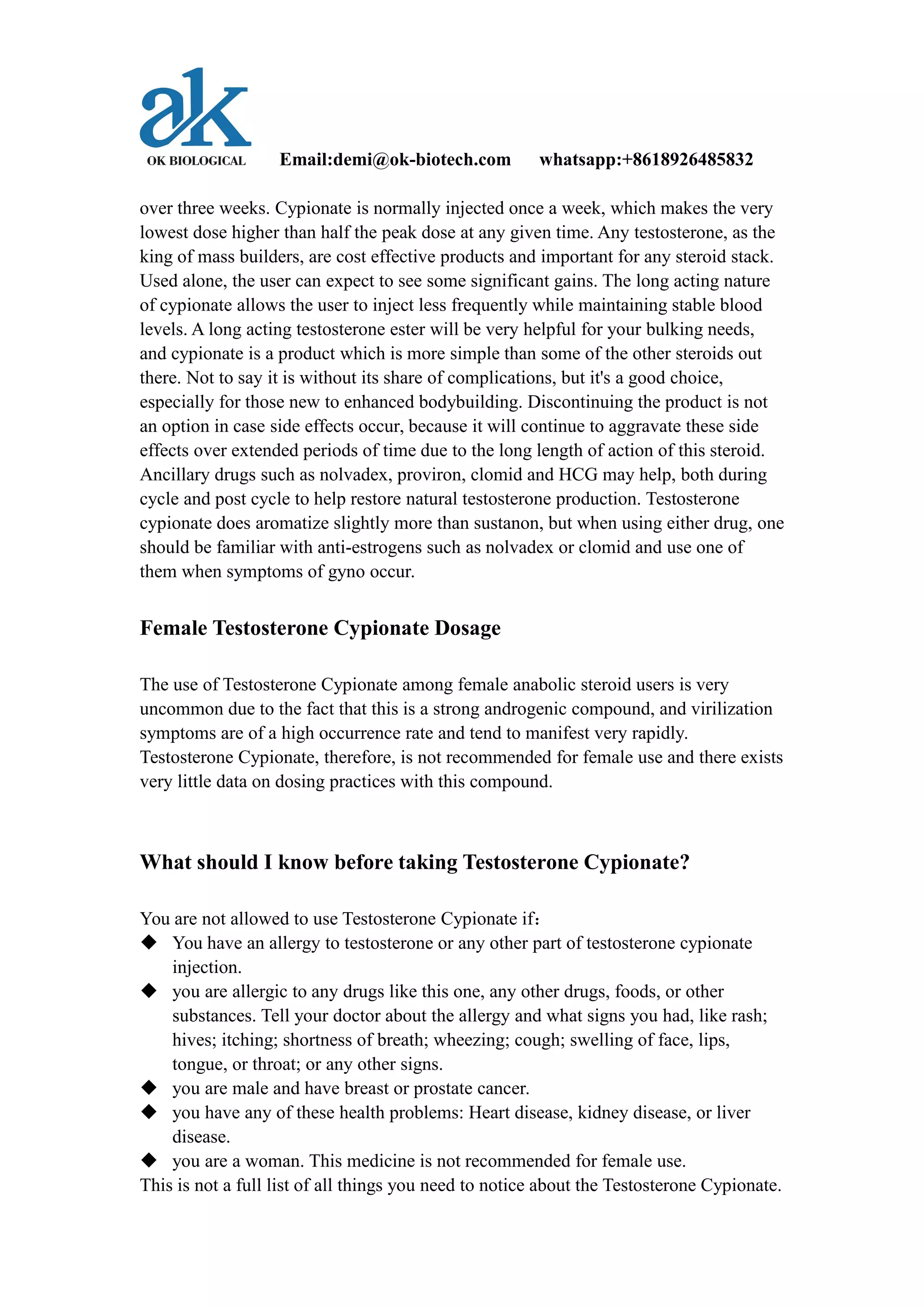 Testosterone cypionate powder | PDF