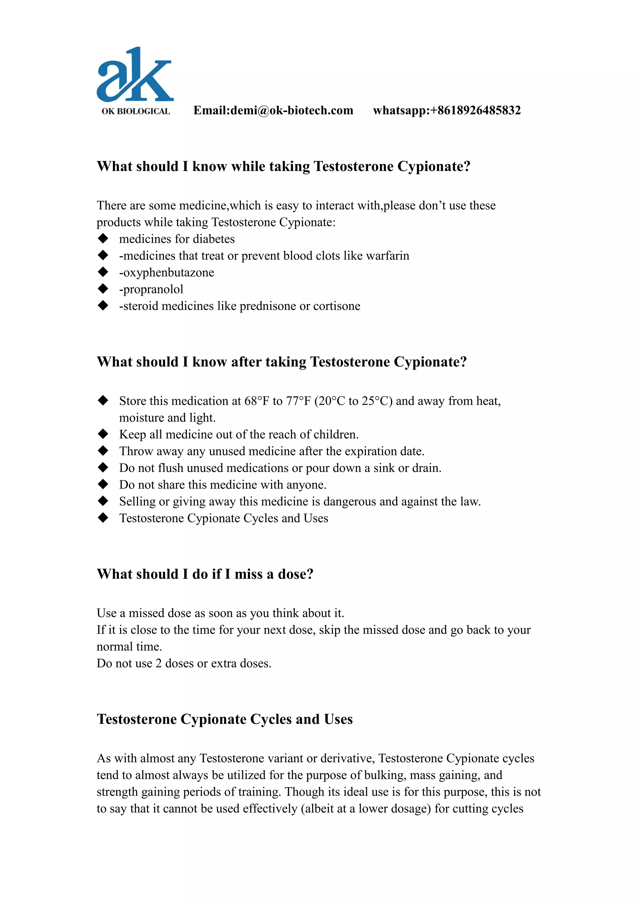 Testosterone cypionate powder | PDF