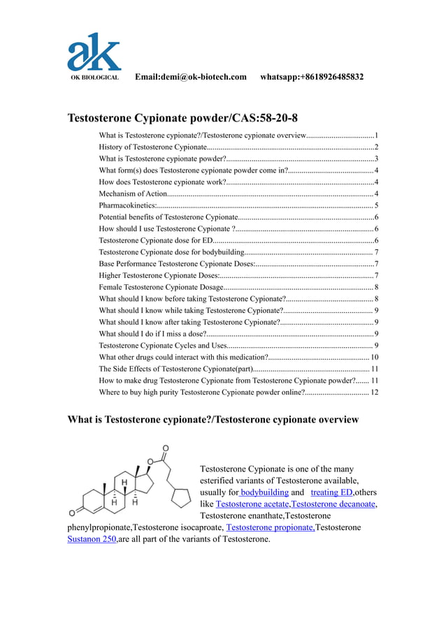 Testosterone cypionate powder | PDF