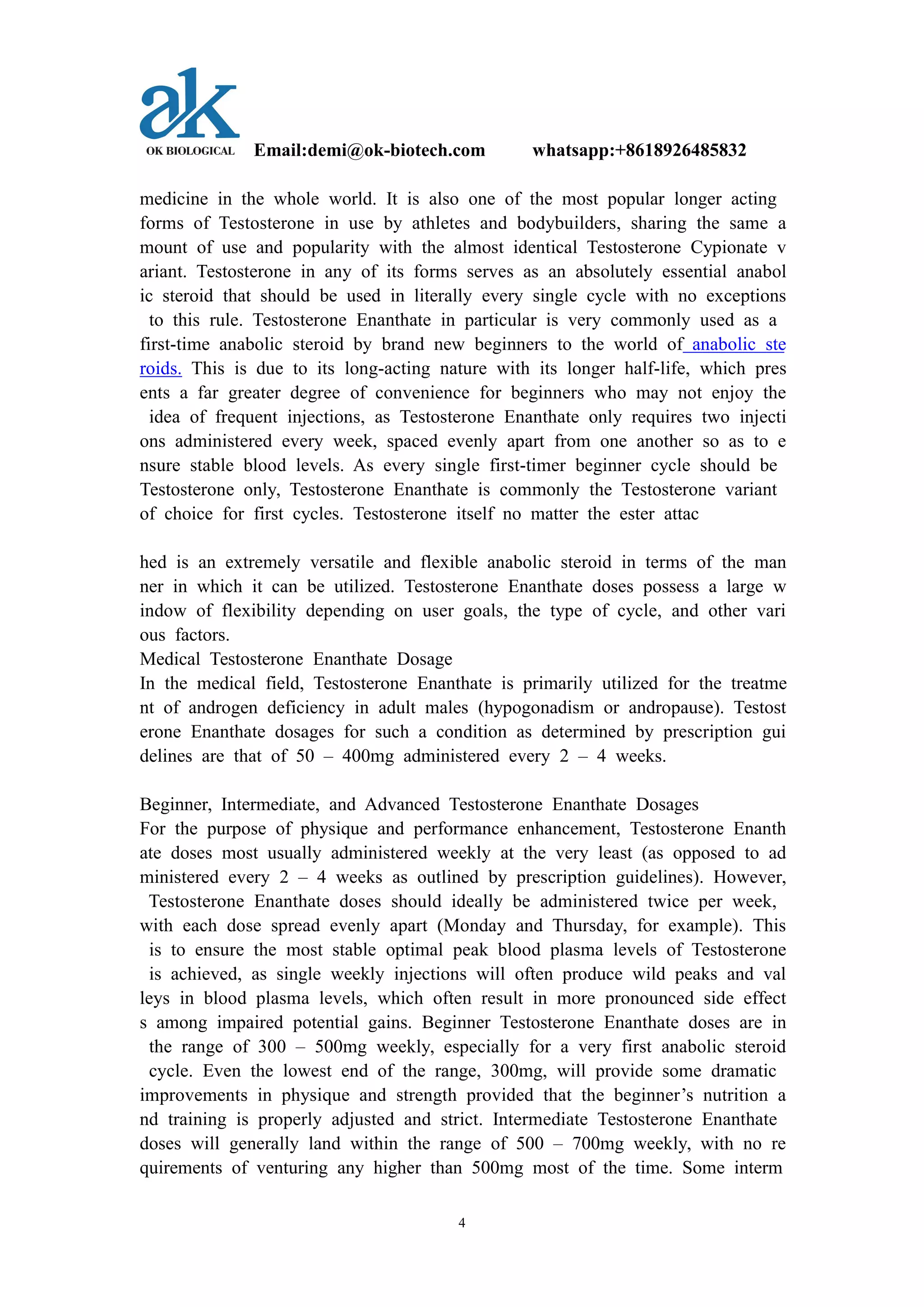 Testosterone enanthate raw powder (1) | PDF