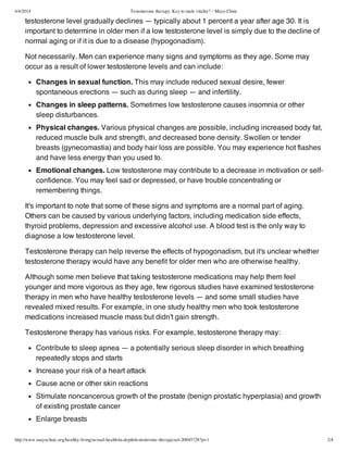 Testosterone therapy benefits and risks | PDF