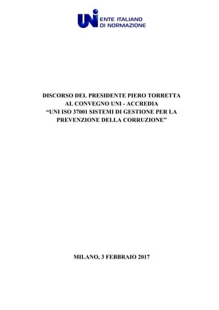 UNI ISO 37001 "ANTIBRIBERY" | PDF