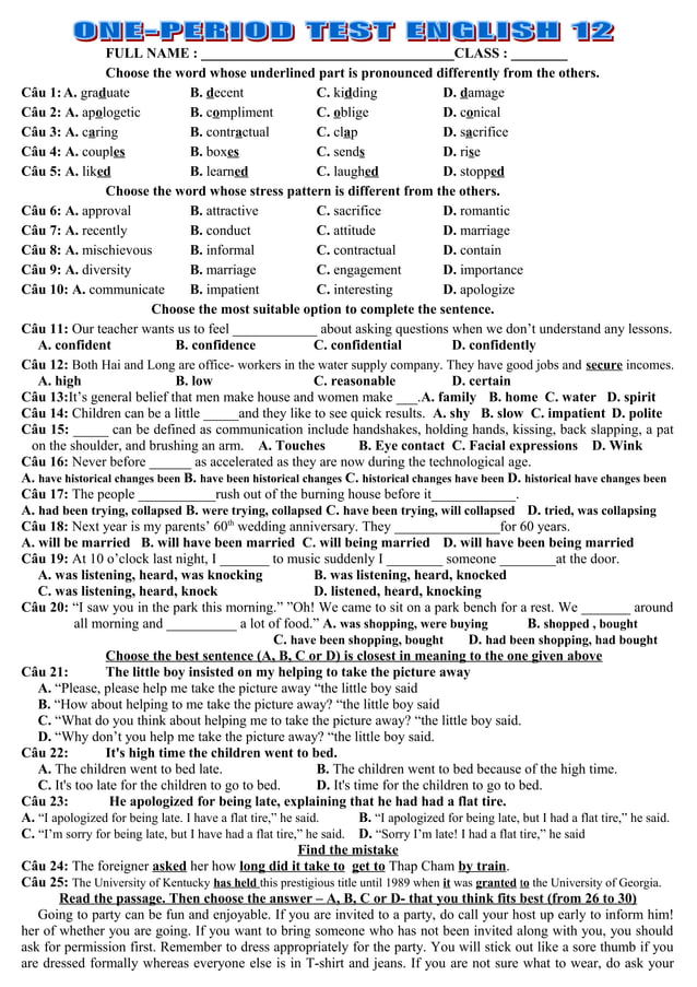 Test p19 e12(an) | DOC