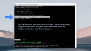 How to Recover Lost Partition on External Hard Drive testdisk | PPT