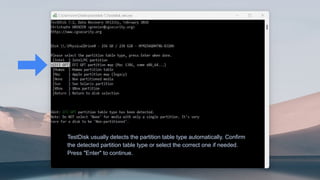 How to Recover Lost Partition on External Hard Drive testdisk | PPT