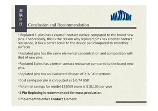 Test pin replating evaluation report | PPT