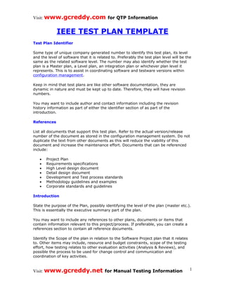 Ieee Software Test Plan Template