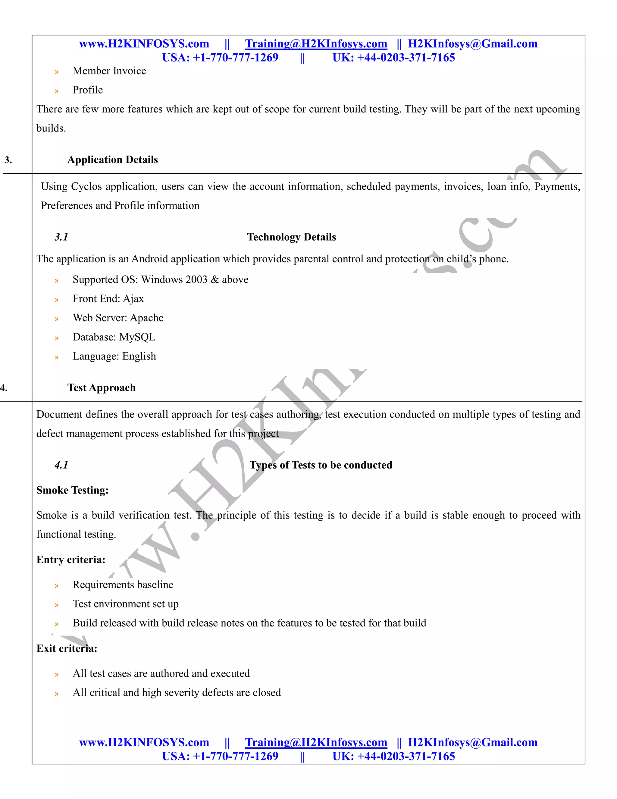 Test plan cyclos | PDF
