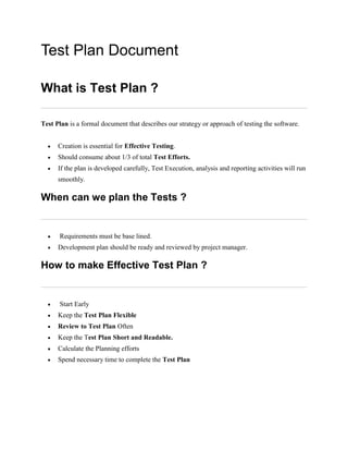 Test plan document | PDF | Educational Assessment | Education