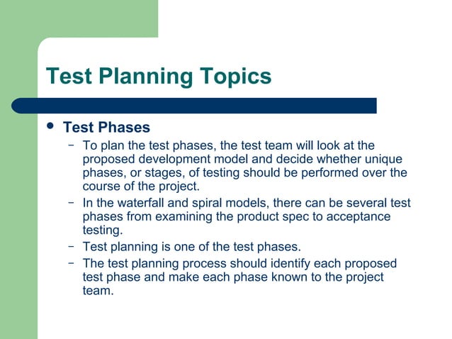Test planning