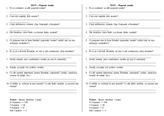 Test poporul roman | DOCX