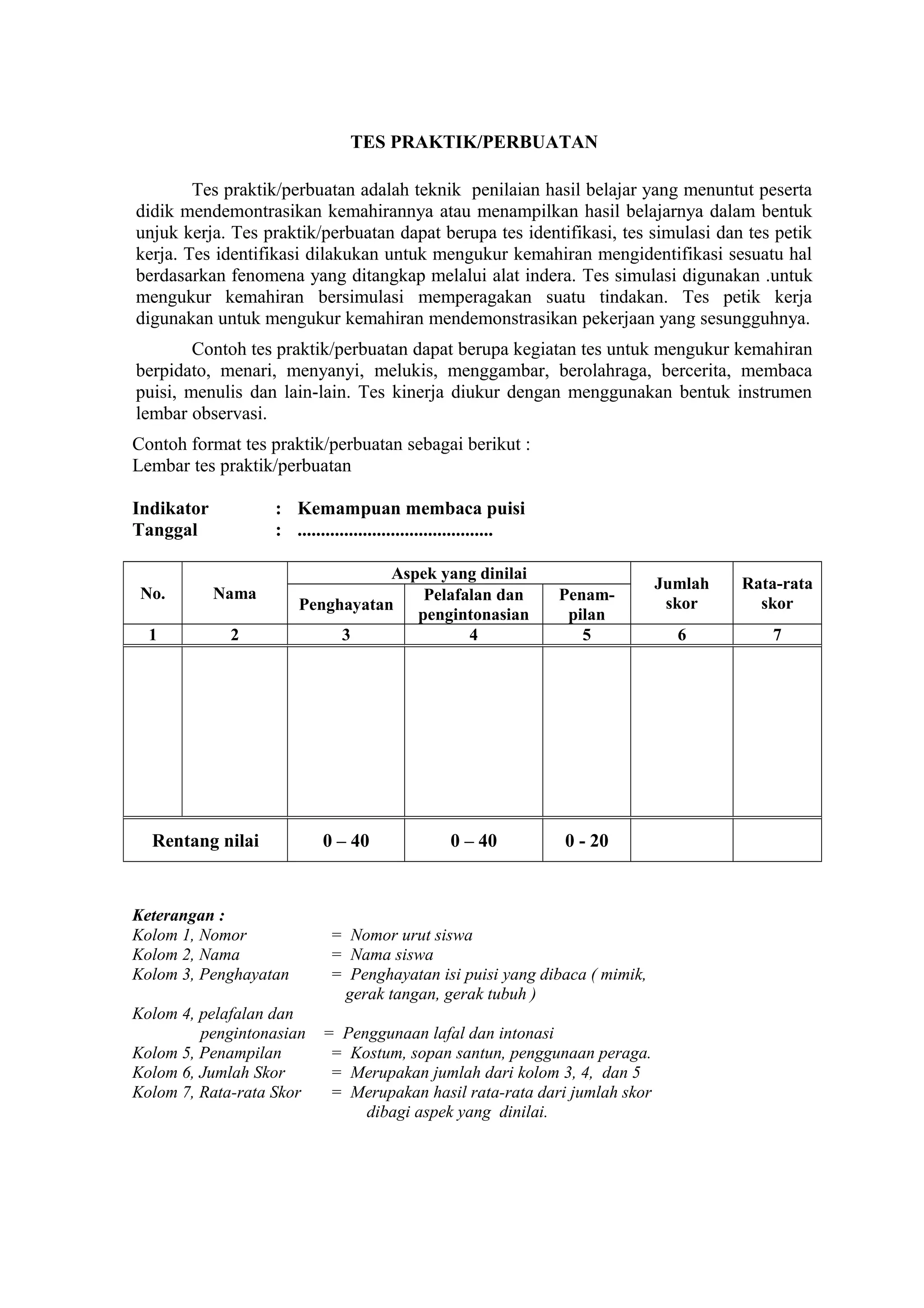 Test praktik perbuatan | DOC