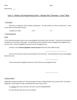 Test prep. unit 7 common core questions | PDF