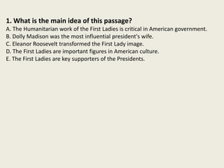 Test prep reading for main idea first example | PPT