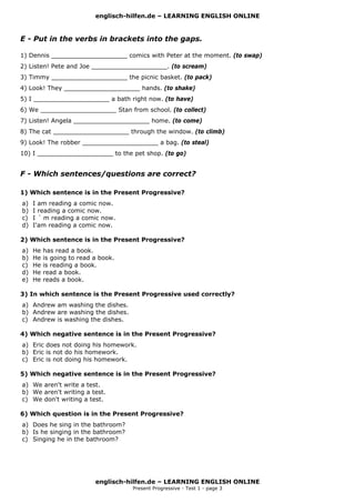 Test present progressive | PDF