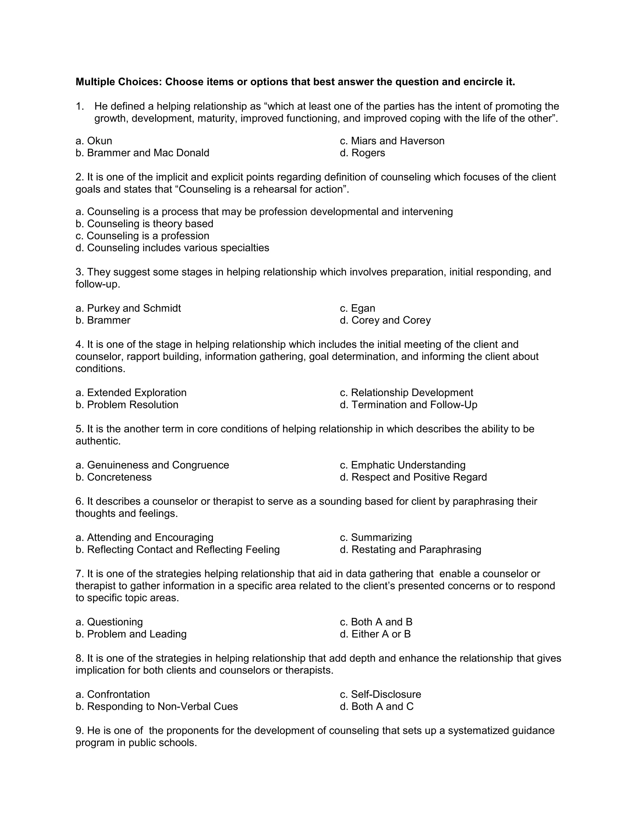 Test Question In Counseling Final Edit | DOCX