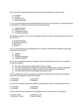 Test Question In Counseling Final Edit | DOCX