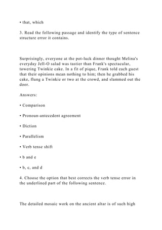 Test Questions1. Identify the sentence that illustrates cle.docx