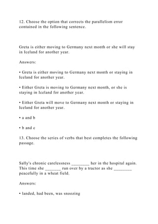 Test Questions1. Identify the sentence that illustrates cle.docx