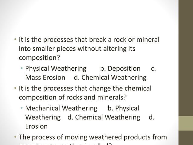 Test Questions ES.pptx Grade 11 STEM Strand | PPTX | Geology | Science