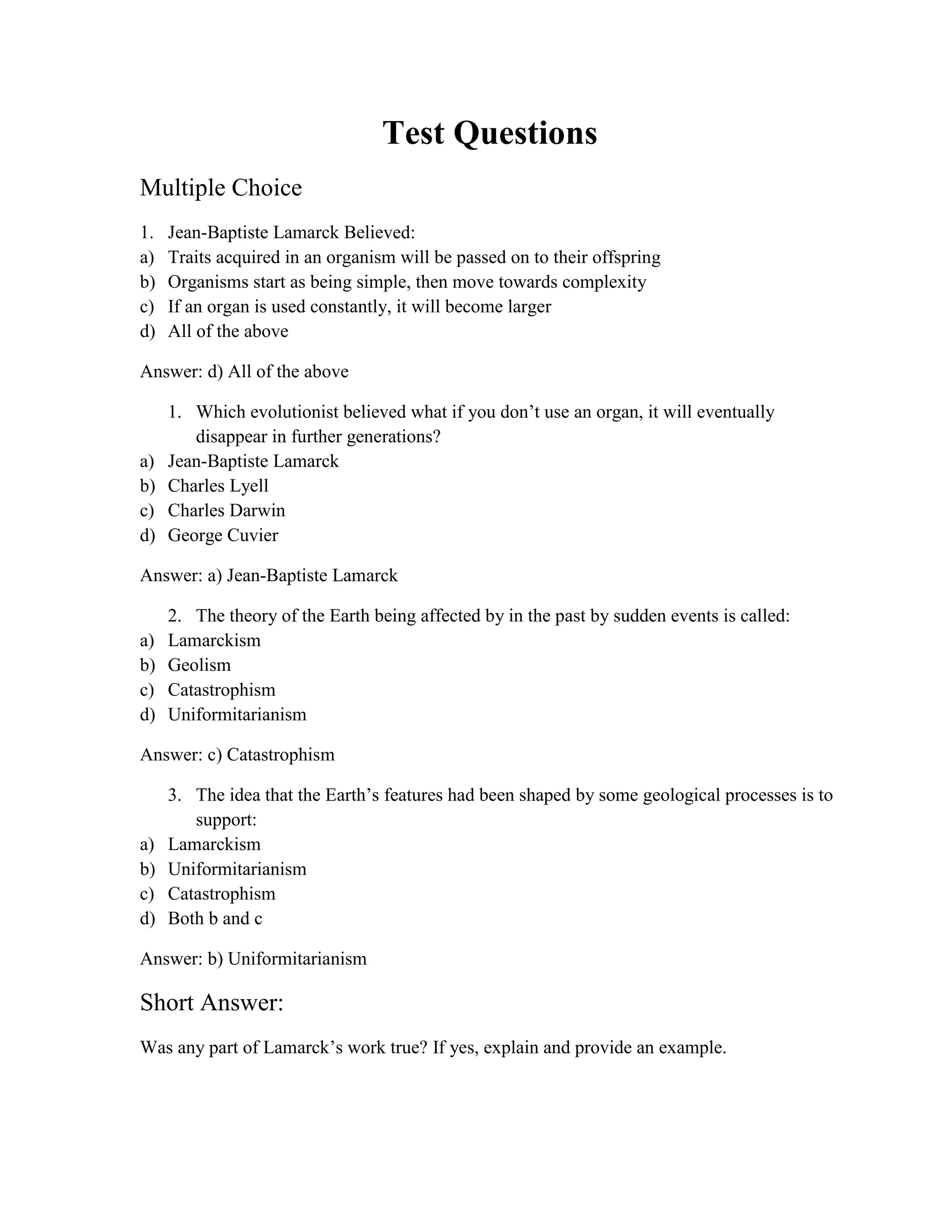 Test questions for bio | DOCX