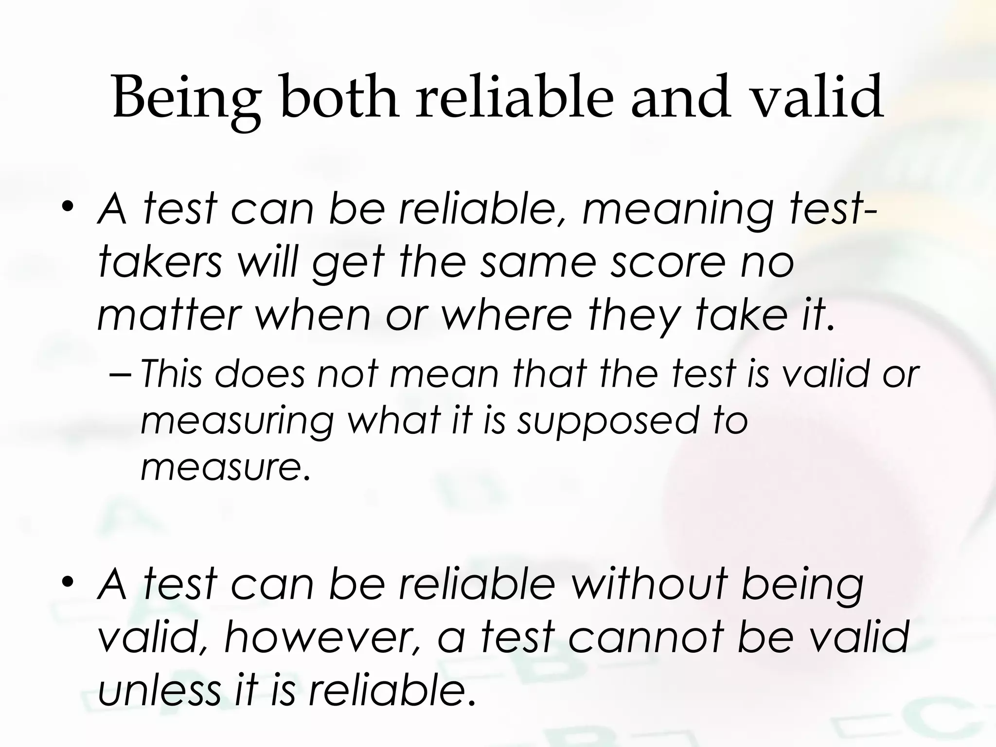Test Reliability and Validity | PPT