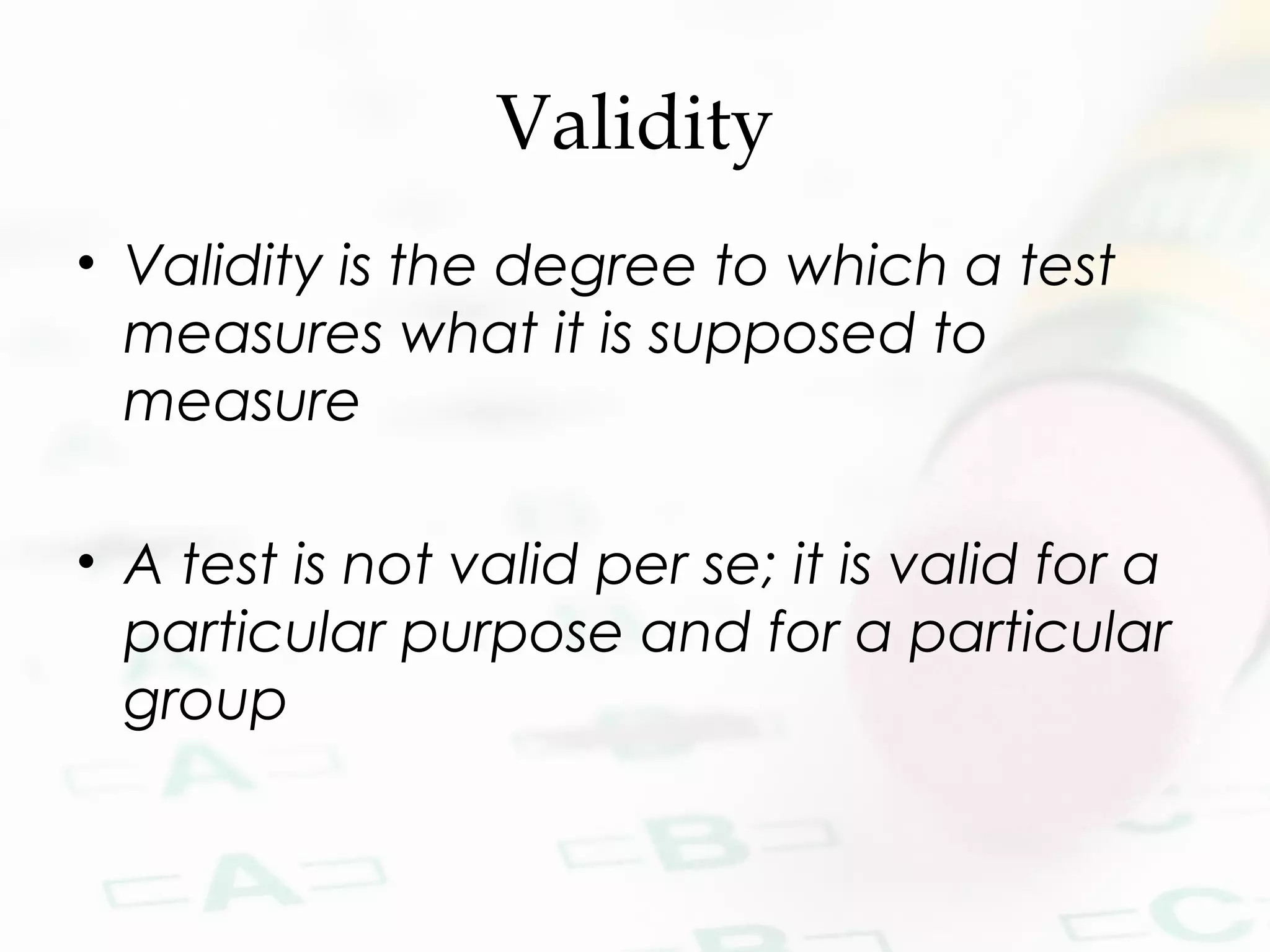 Test Reliability and Validity | PPT