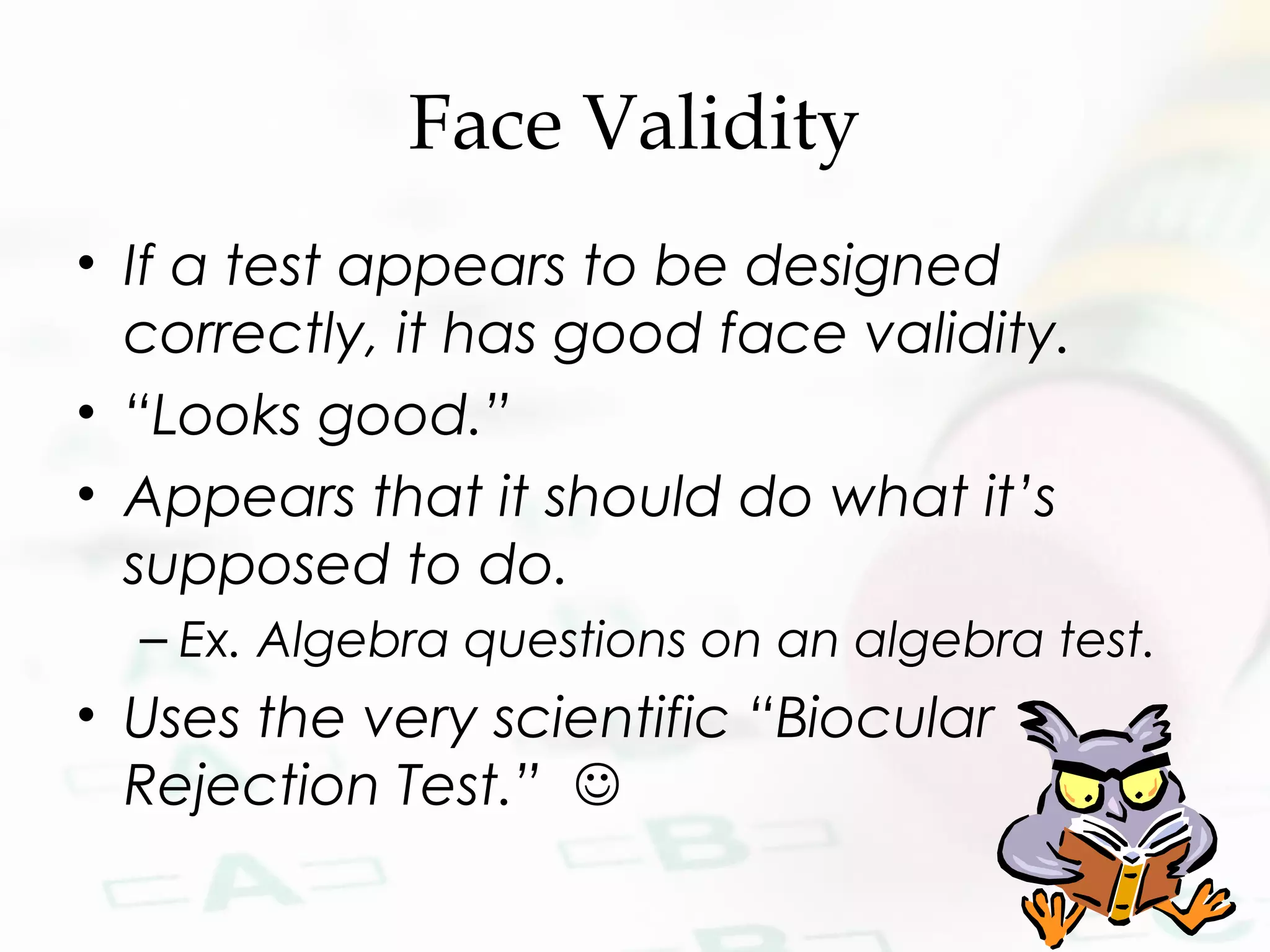 Test Reliability and Validity | PPT