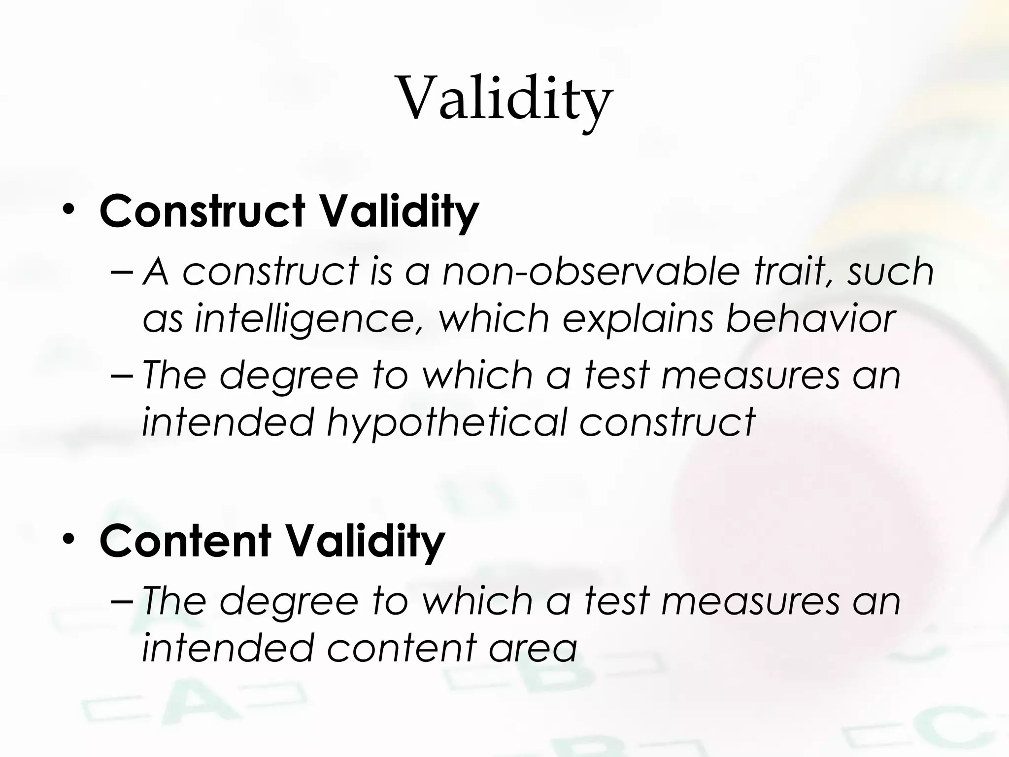 Test Reliability and Validity | PPT