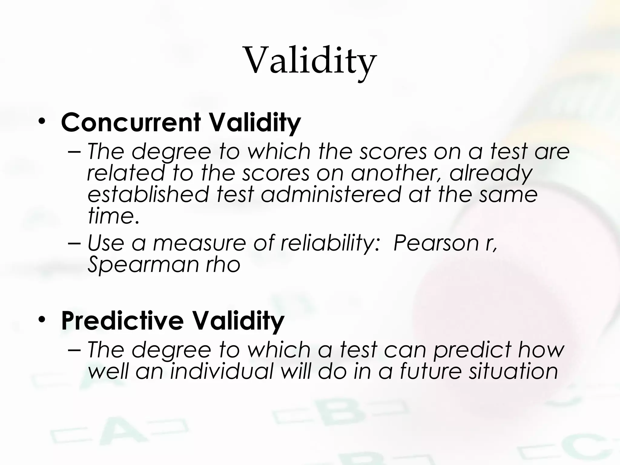 Test Reliability and Validity | PPT