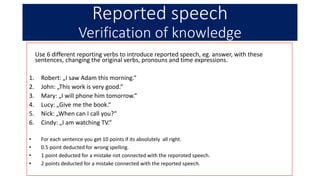 Test reported speech | PPTX