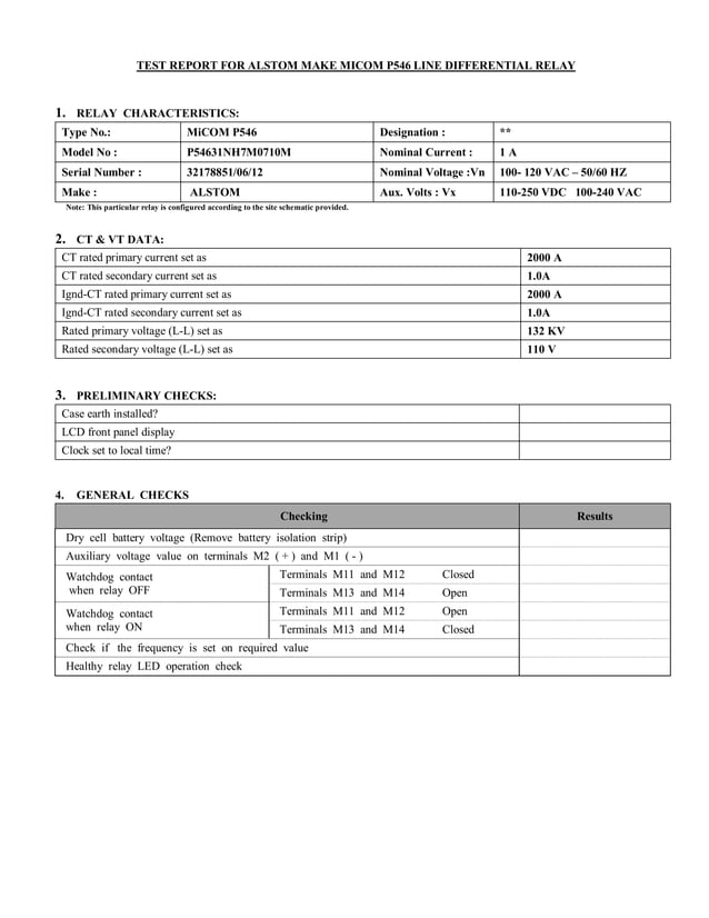 Line Differential - Test report for Alstom make Micom P546 relay | PDF