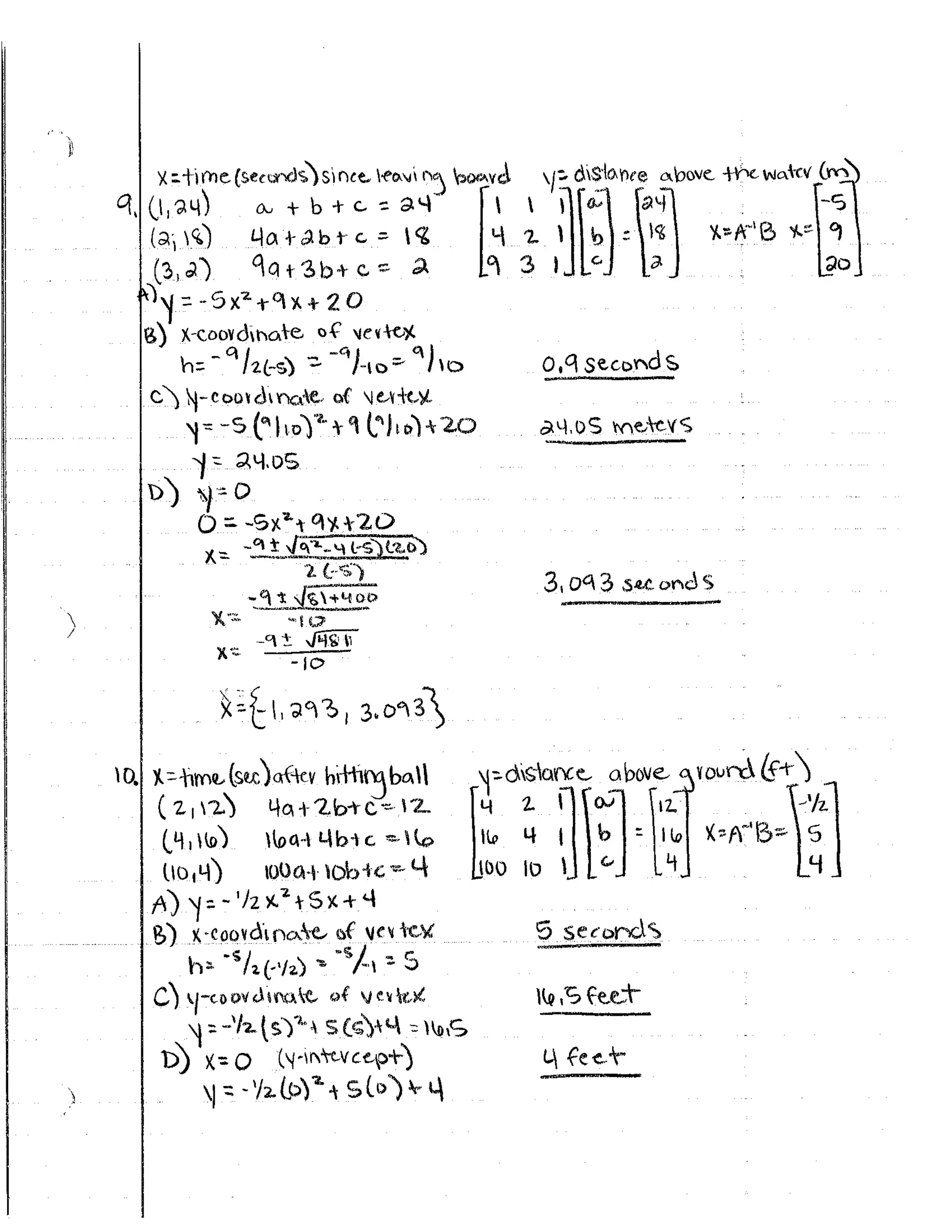 Chapter 5 Test Review - Quadratics | PDF