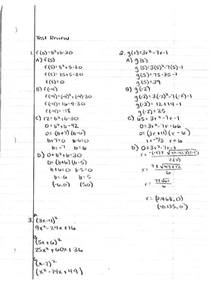 Chapter 5 Test Review - Quadratics | PDF