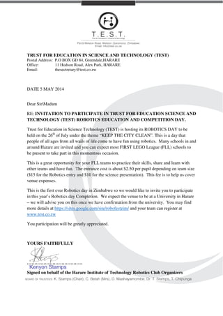 Test robofestzim schools invitation letter edited signed | PDF