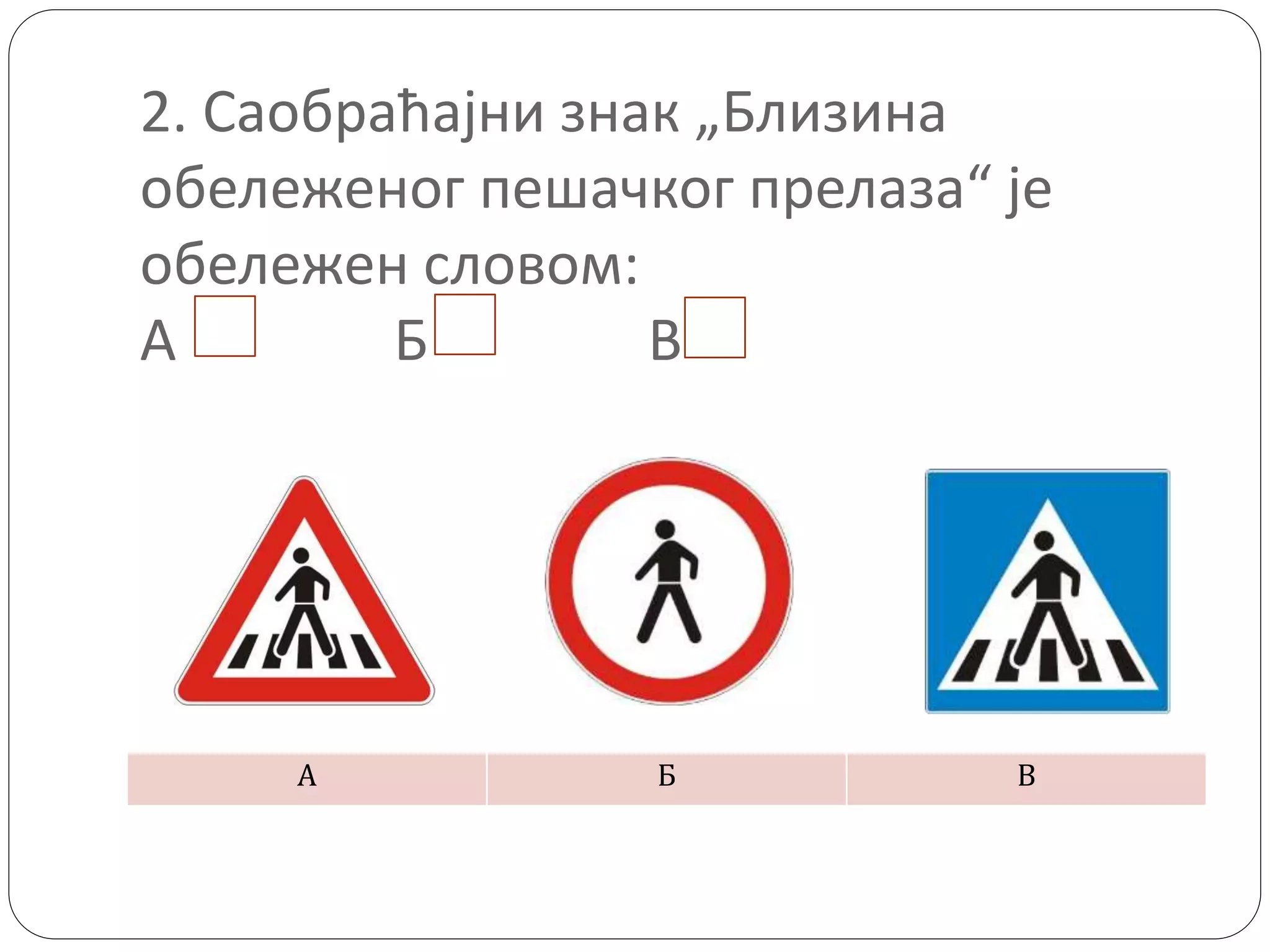 Test saobracajni znaci | PPTX
