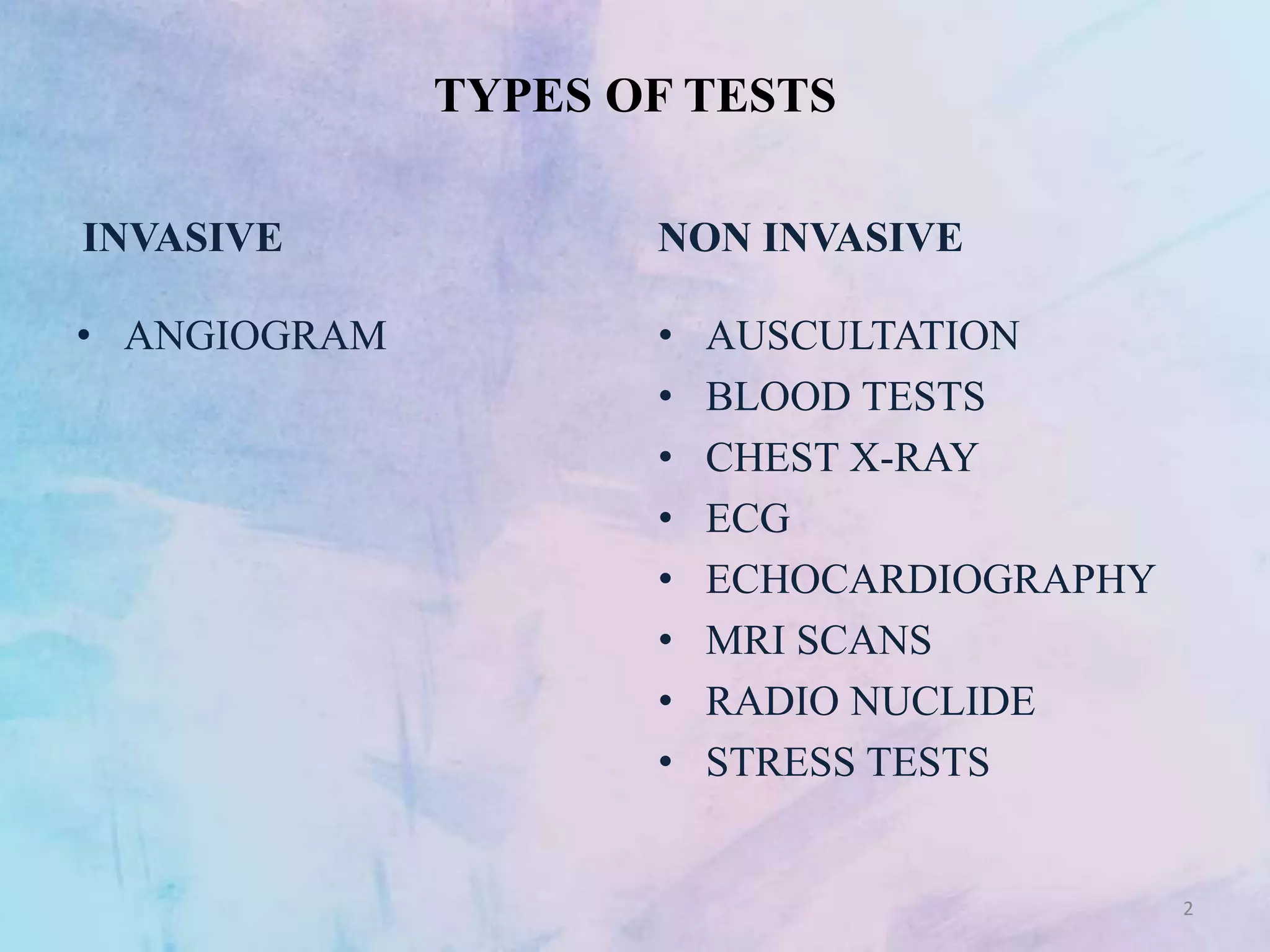 TESTS ASSOCIATED WITH CARDIAC DISORDERS.pptx