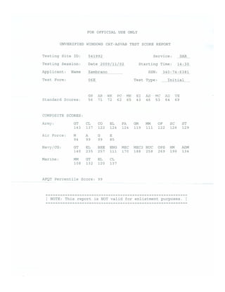 ASVAB Test Scores | PDF