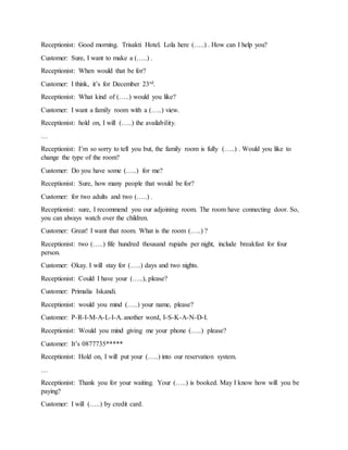 Test telephoning script part 1 | PDF