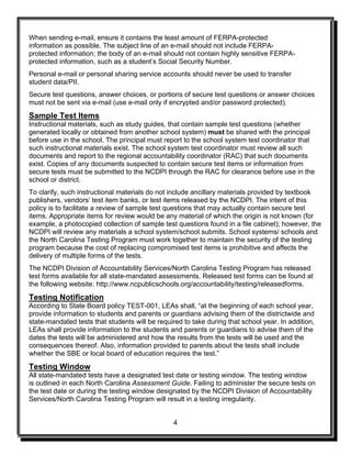 North Carolina Testing Security | PDF