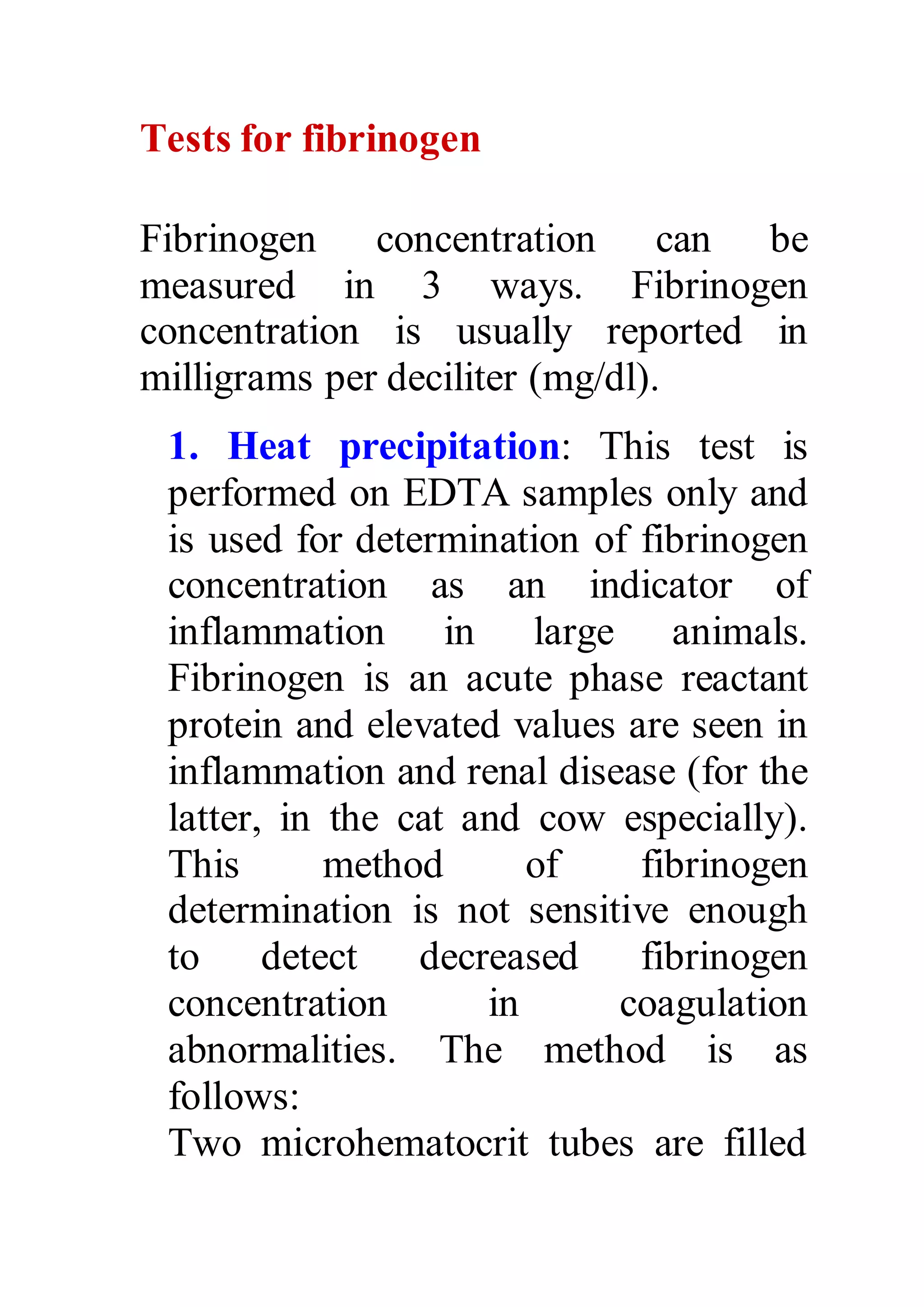 Tests for fibrinogen/ عملي دكتور عبد الامير / تشخيصات | DOCX