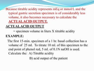 Tests for gastric, duodenal secretions | PPTX