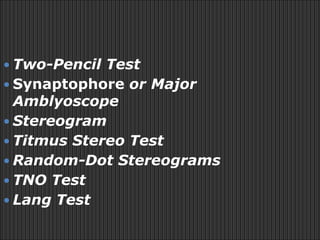 Tests for stereopsis | PPT